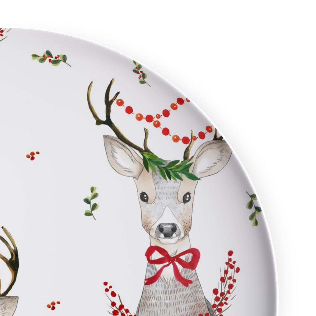 Holiday Fancy Deer With Holly Plates | Shutterfly