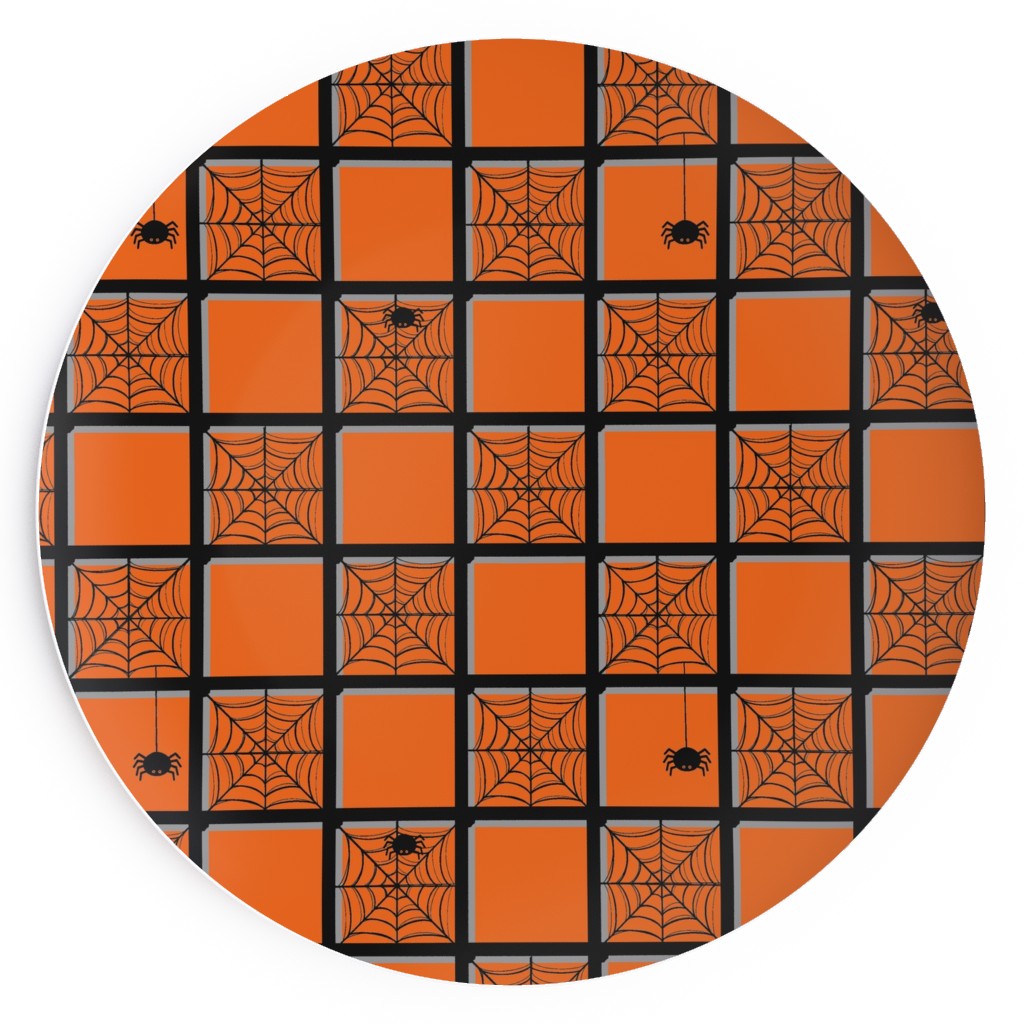 Orange Plaid Spider Webs Salad Plate | Shutterfly