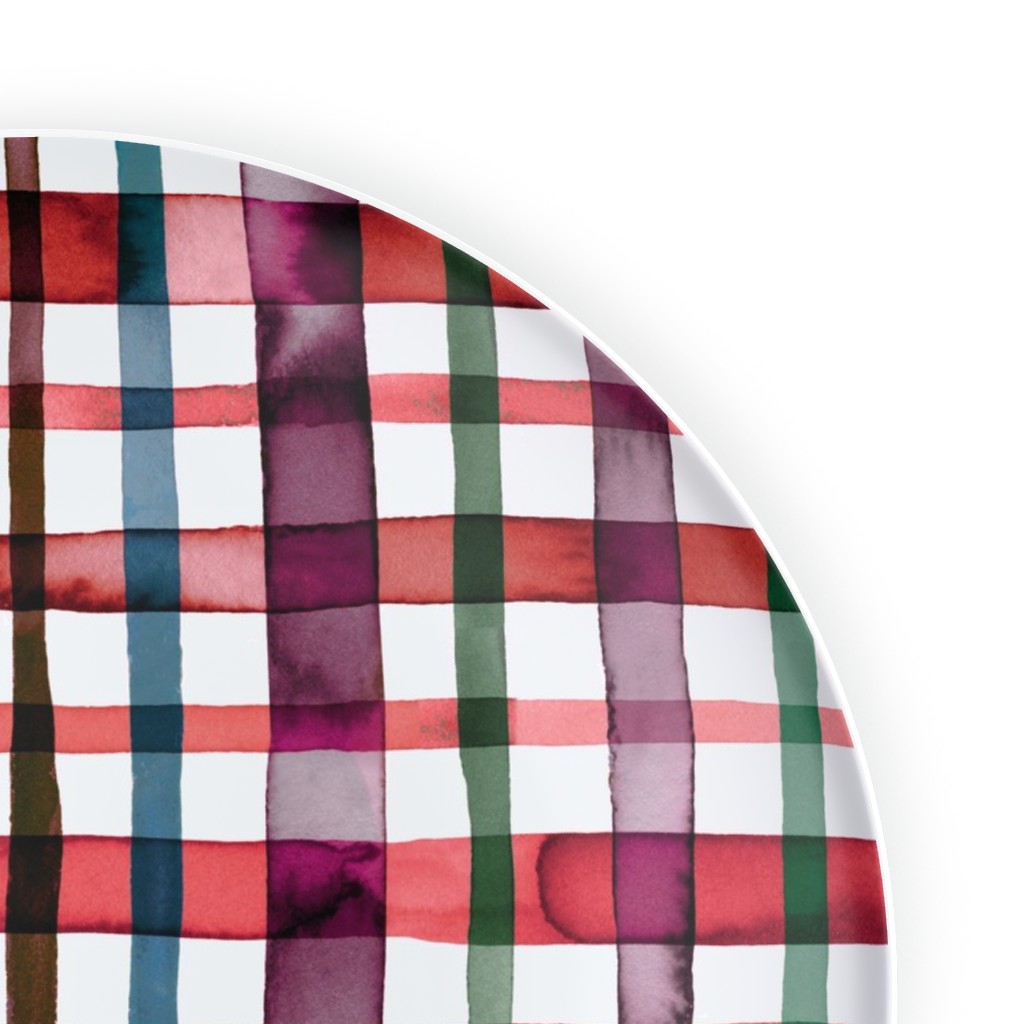 Watercolor Gingham - Red and Green Salad Plate | Shutterfly