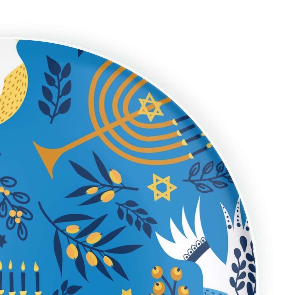 Hanukkah Birds Menorahs - Light Blue Salad Plate | Shutterfly