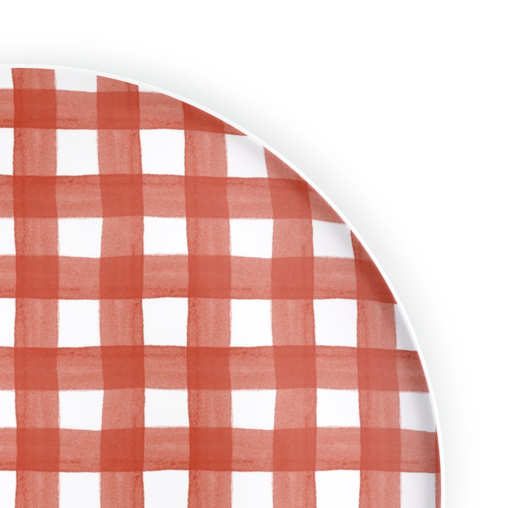 Red Watercolor Gingham Salad Plate | Shutterfly