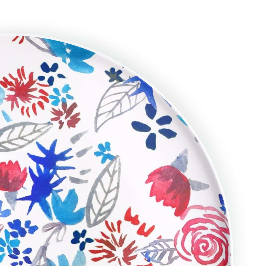 Patriotic Watercolor Floral - Red White and Blue Salad Plate | Shutterfly