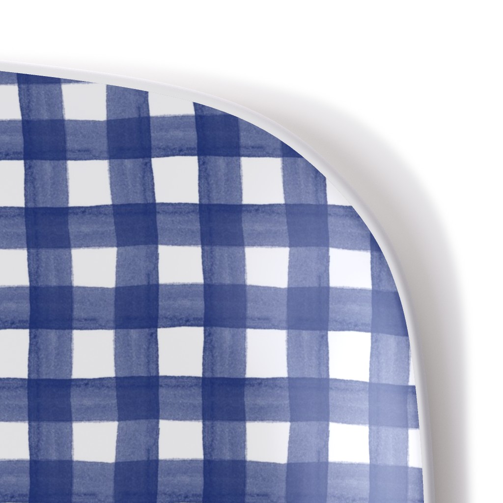 Watercolor Gingham - Navy Blue Serving Platter | Shutterfly
