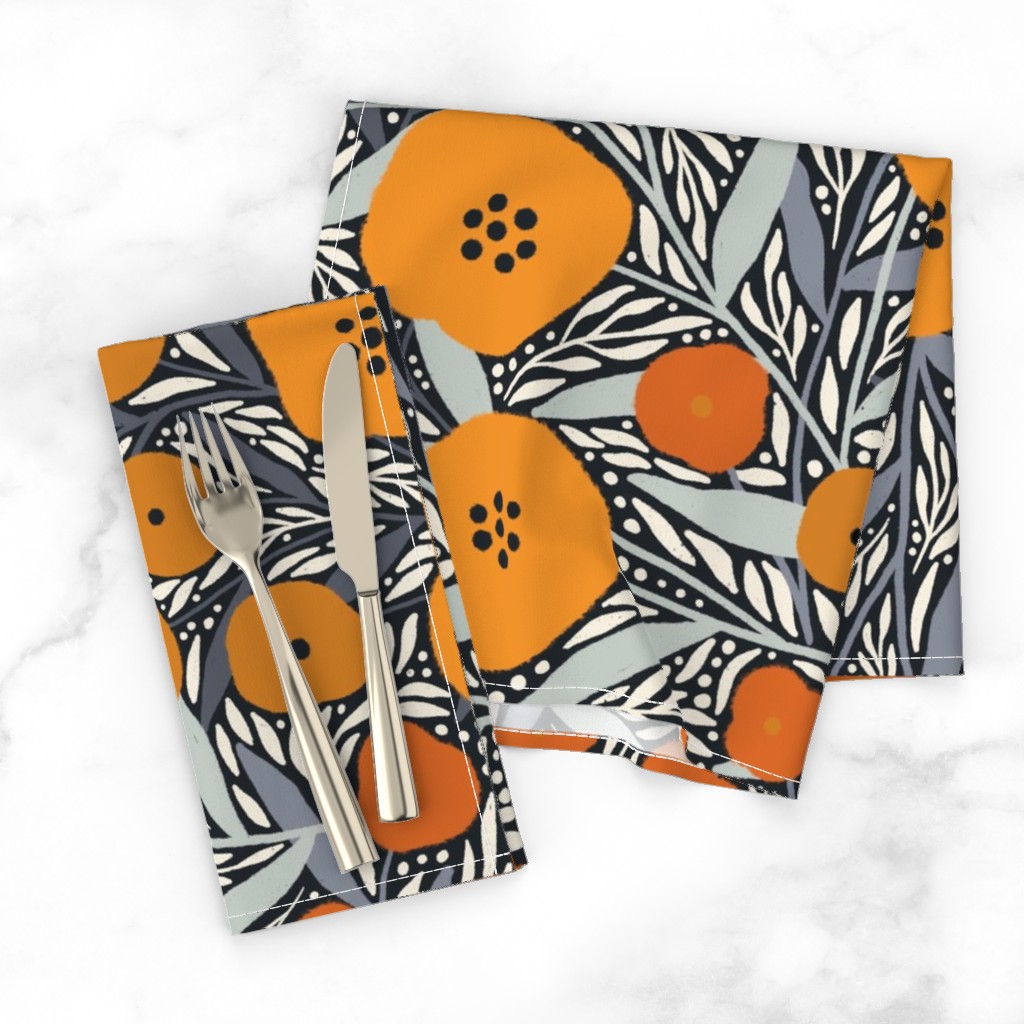 Eloise Floral - Orange Cloth Napkin | Shutterfly
