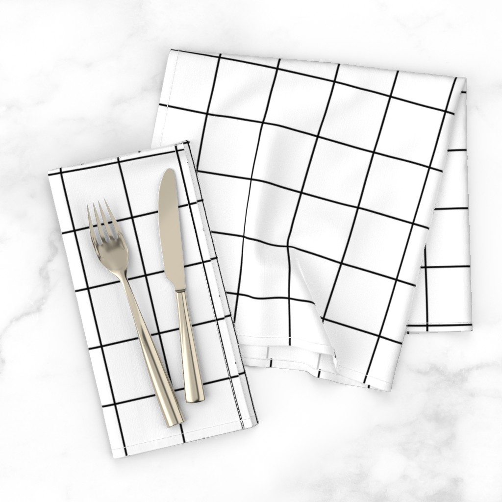 Windowpane Square Grid - Black and White Cloth Napkin | Shutterfly