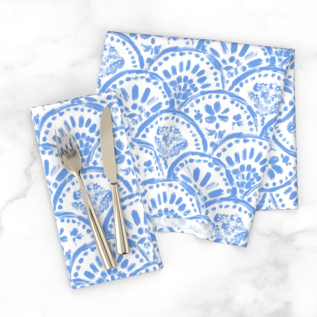 Chinese Chintz Scalloped Wave - Blue Cloth Napkin | Shutterfly