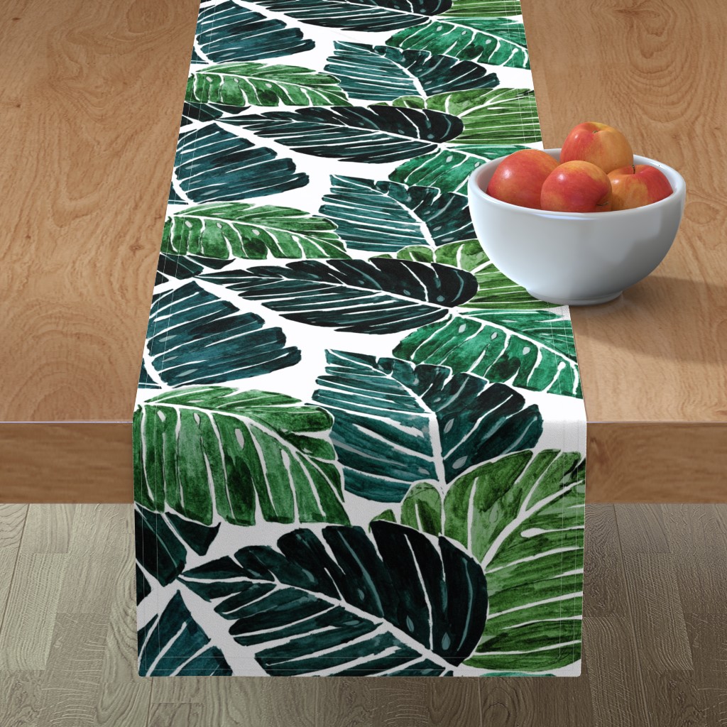 Monstera Leaves - Green Table Runner | Shutterfly