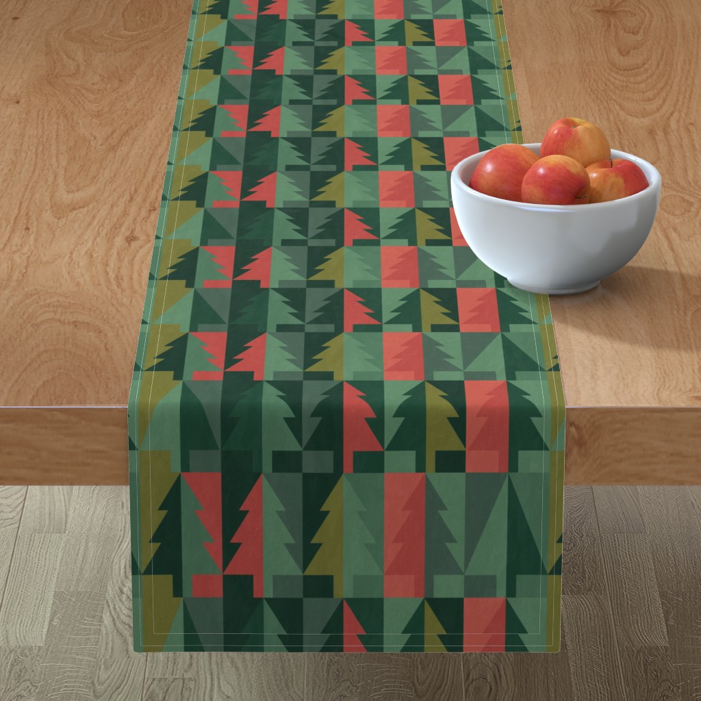 Geometric Forest - Red and Green Table Runner | Shutterfly