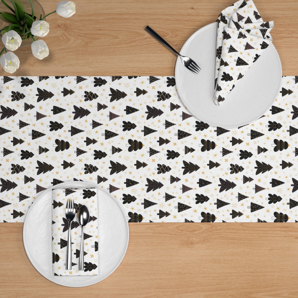 Christmas Trees Pattern - Black Table Runner | Shutterfly
