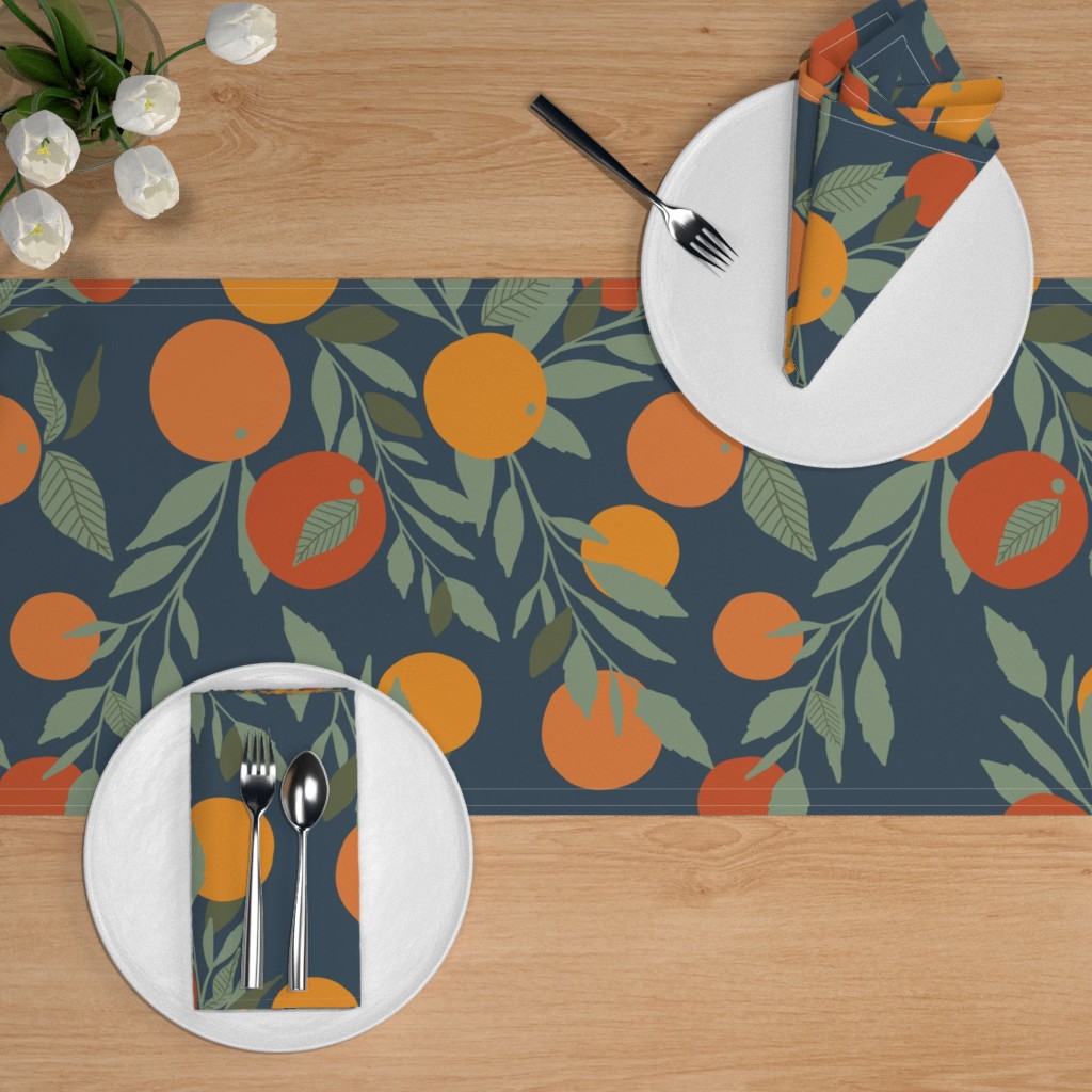 Tangerine - Orange & Navy Table Runner | Shutterfly