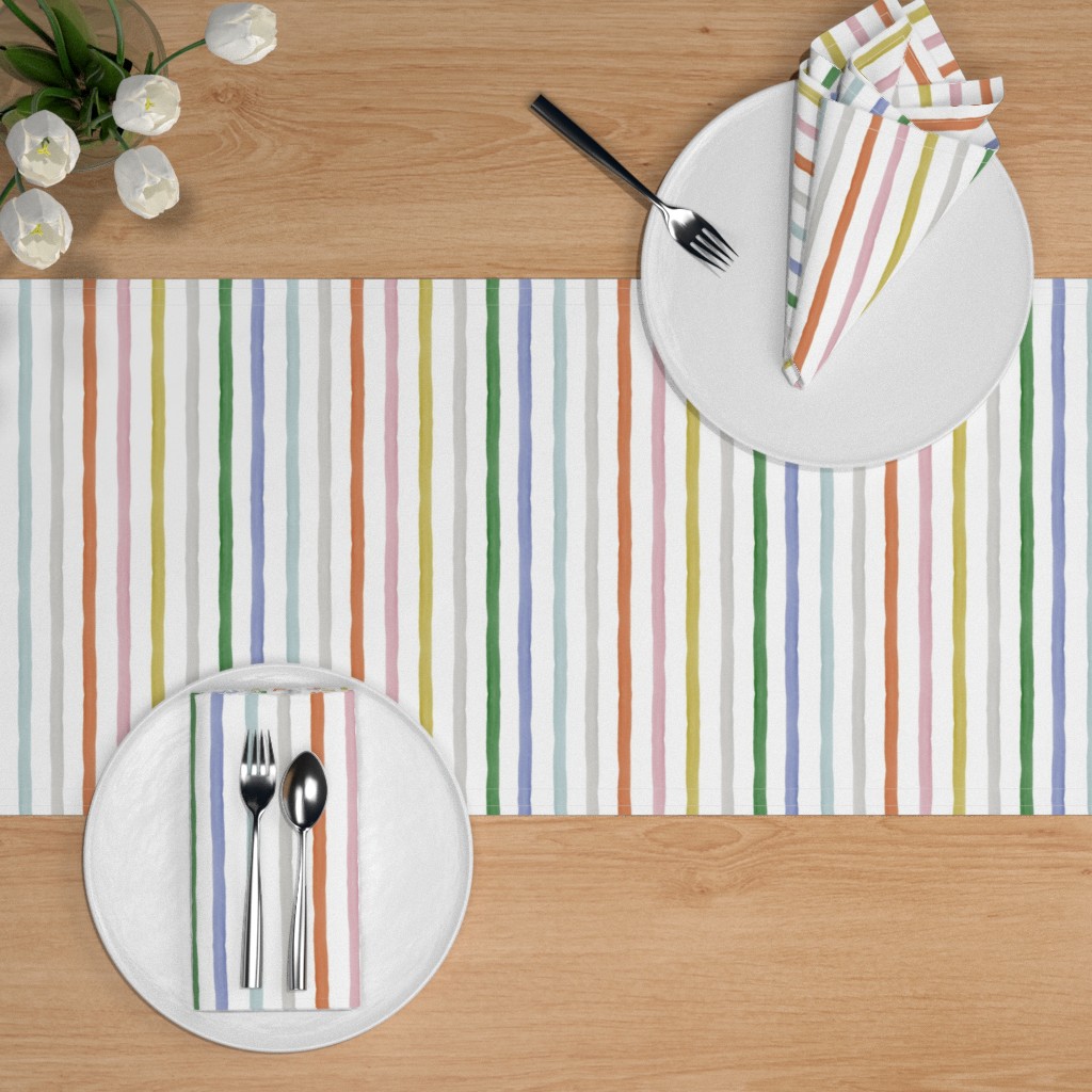 Rainbow Stripes Watercolor Table Runner | Shutterfly