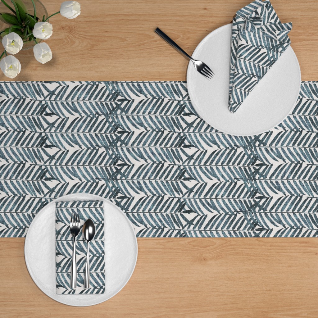Luxe Palm Leaf - Indigo Table Runner | Shutterfly