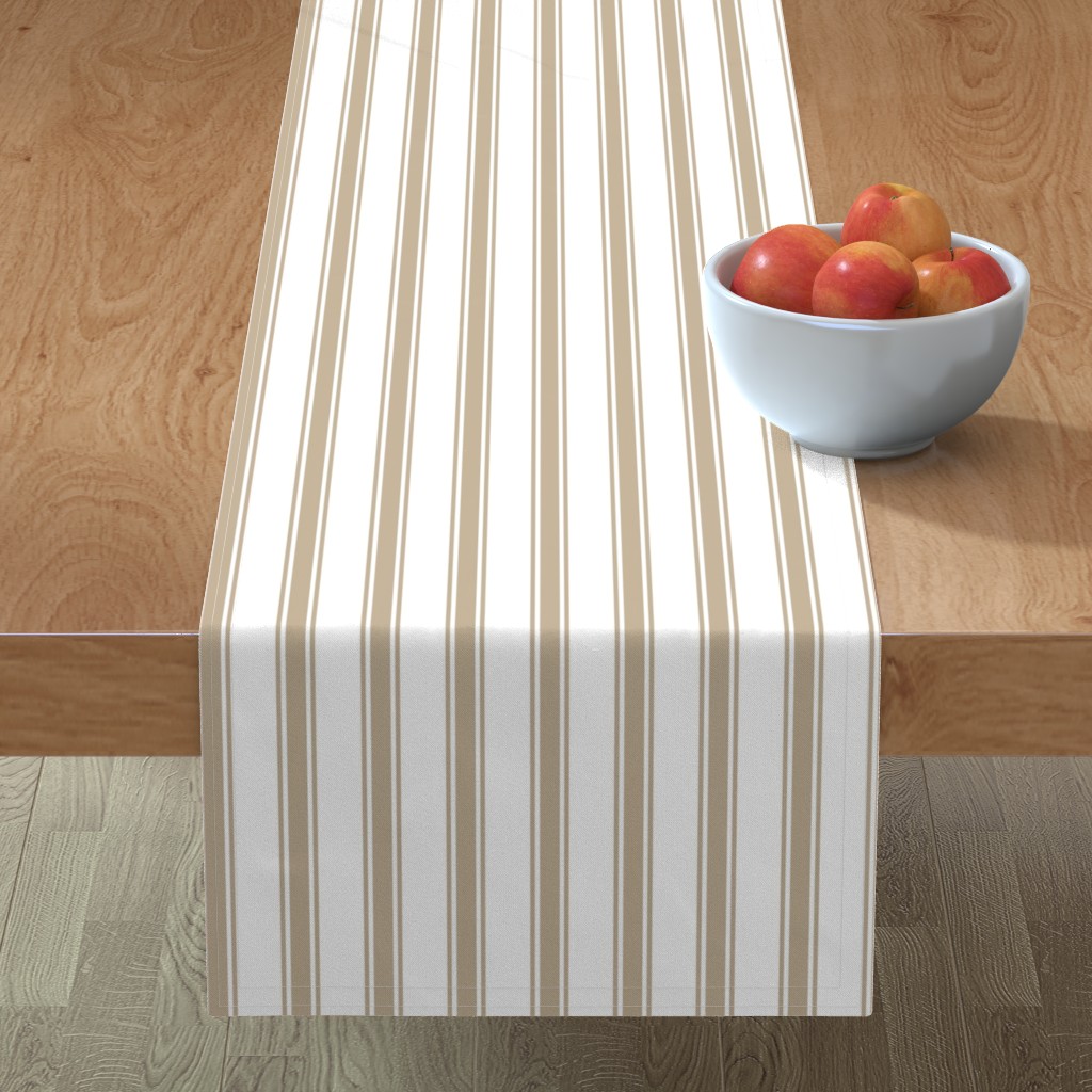 Farmhouse Ticking Stripe - Tan Table Runner | Shutterfly