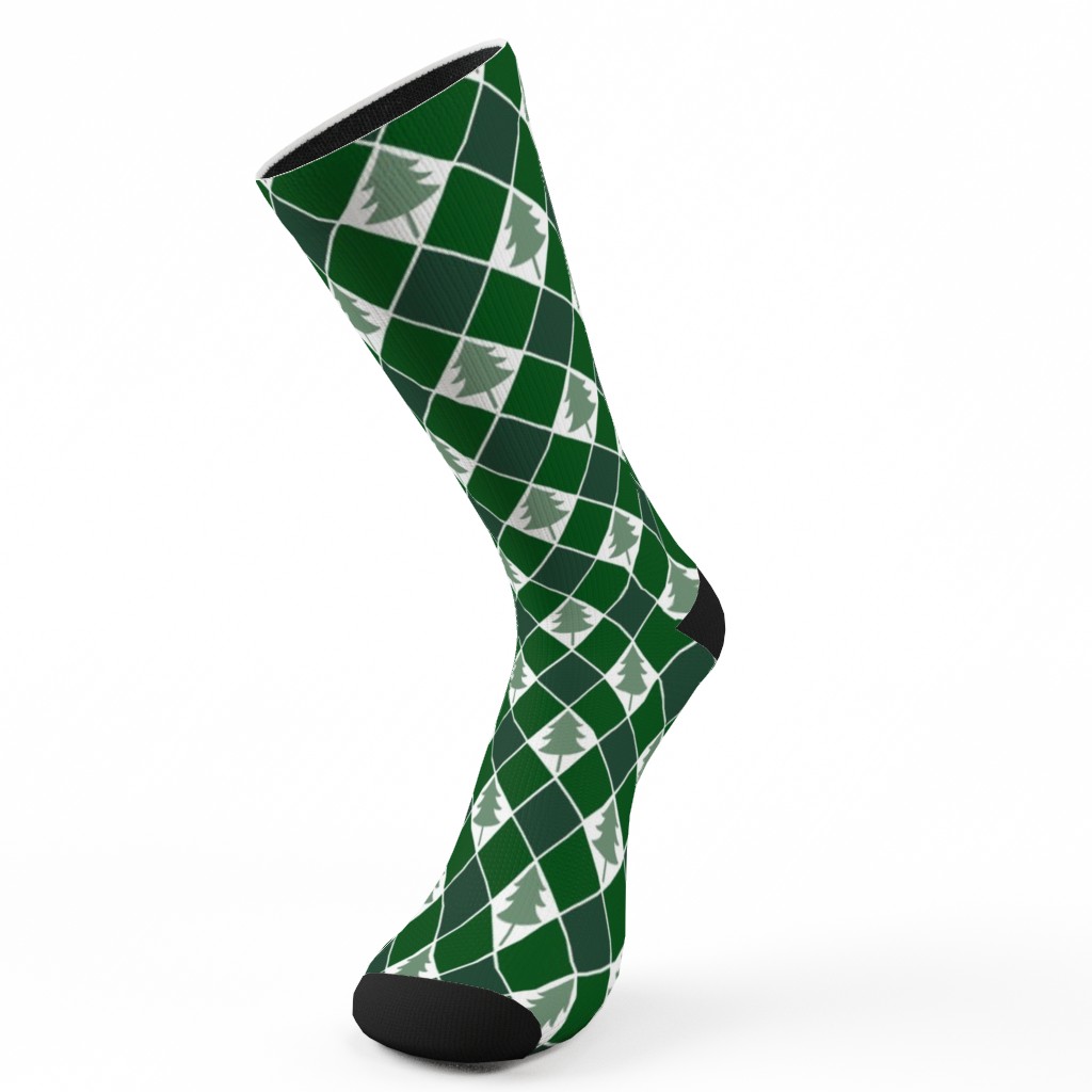 Christmas Tree Checkers - Green Custom Socks | Shutterfly