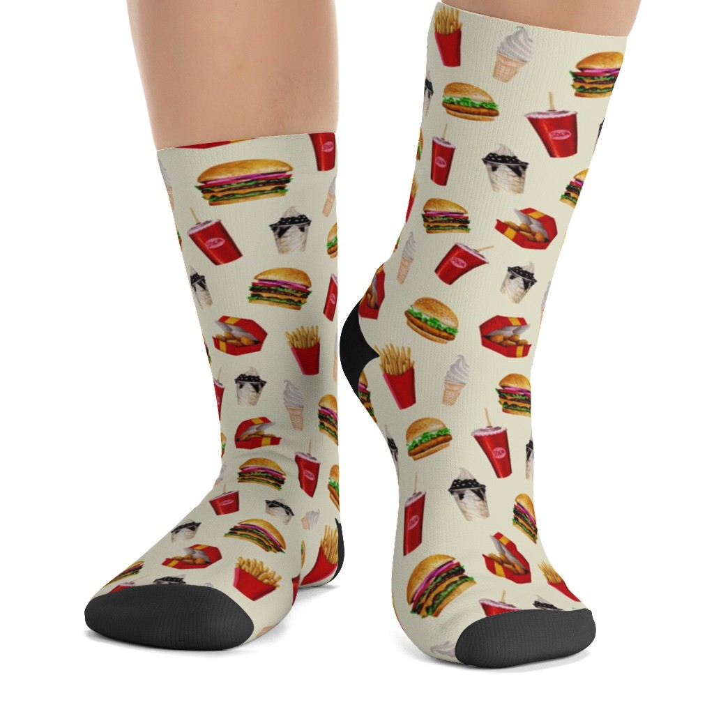 Fast Food Burgers Fries and Sundaes - Multicolor Custom Socks | Shutterfly
