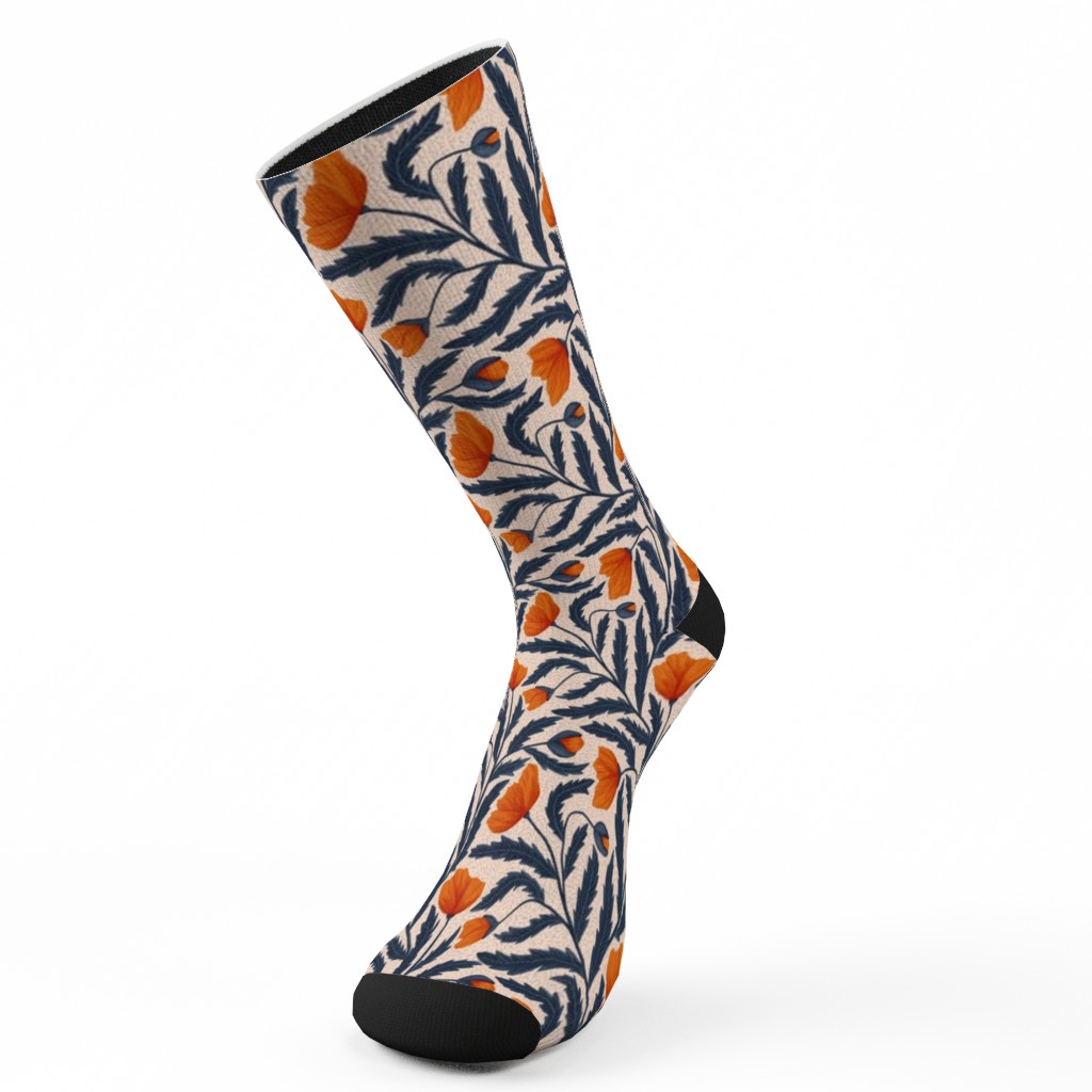 Poppy Flower - Blue and Orange Custom Socks | Shutterfly