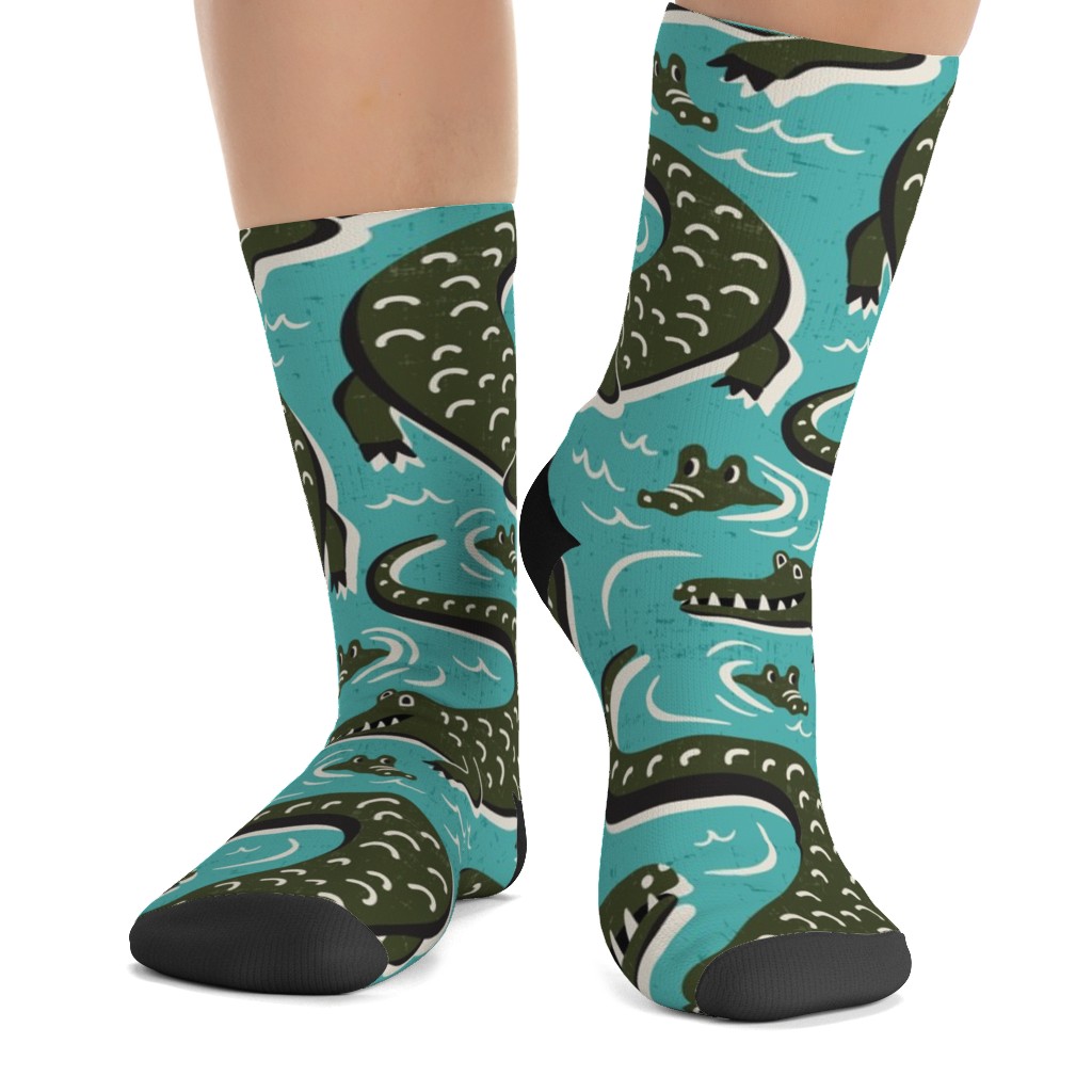 Down in the Bayou - Alligator Aqua Custom Socks | Shutterfly