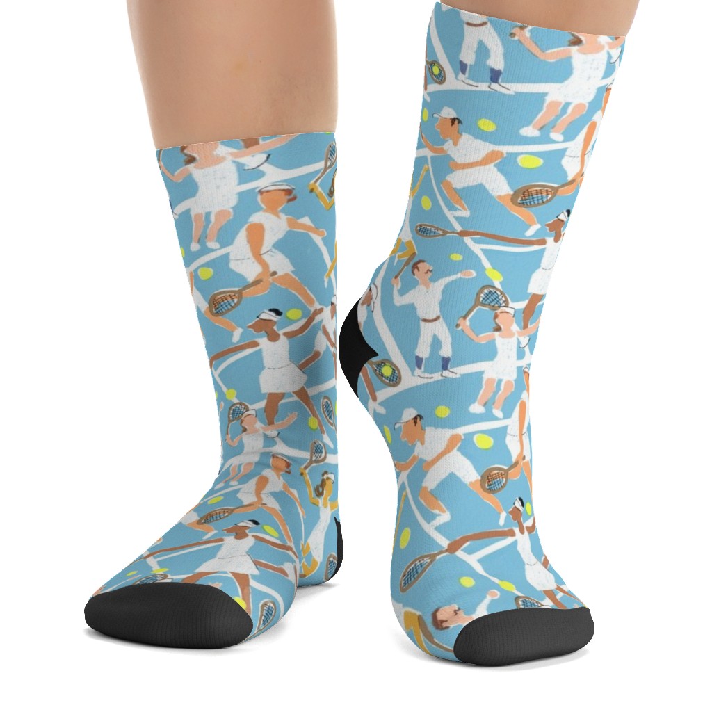 Tennis Whites Watercolor - Blue Custom Socks | Shutterfly