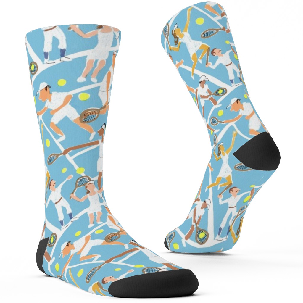 Tennis Whites Watercolor - Blue Custom Socks | Shutterfly