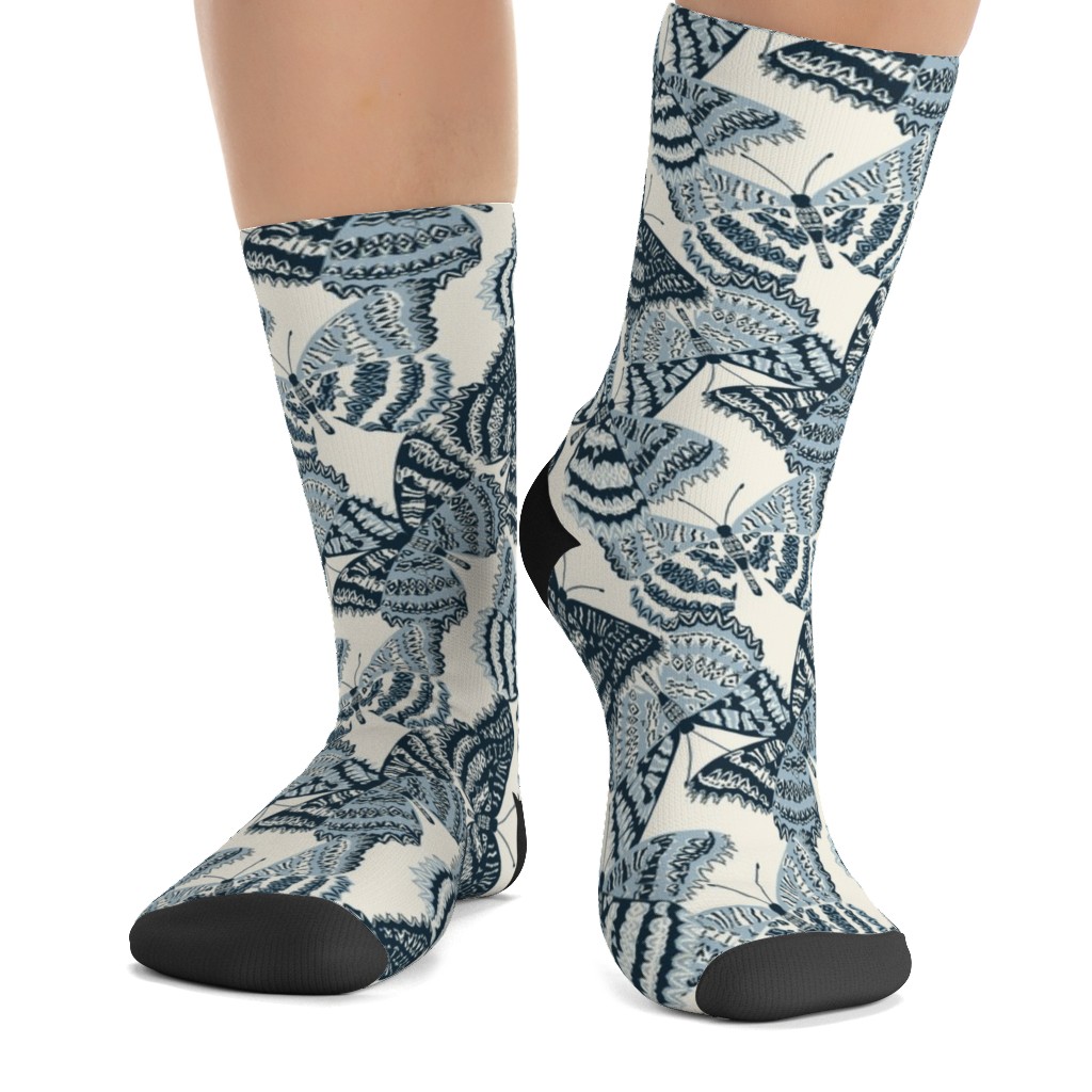 Butterfly - Hand Drawn - Blue Custom Socks | Shutterfly