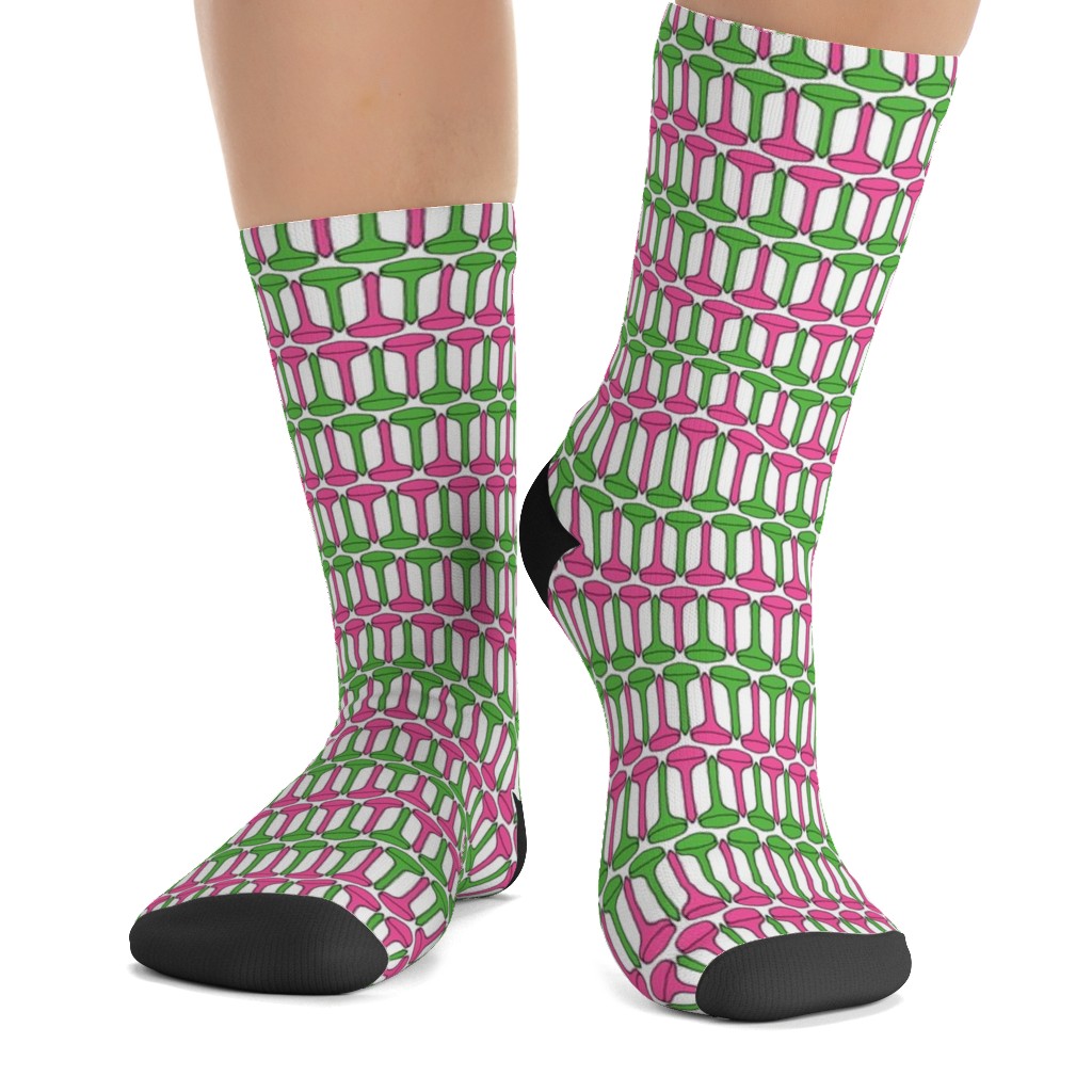 Golf Tees Pattern - Green and Pink Custom Socks | Shutterfly