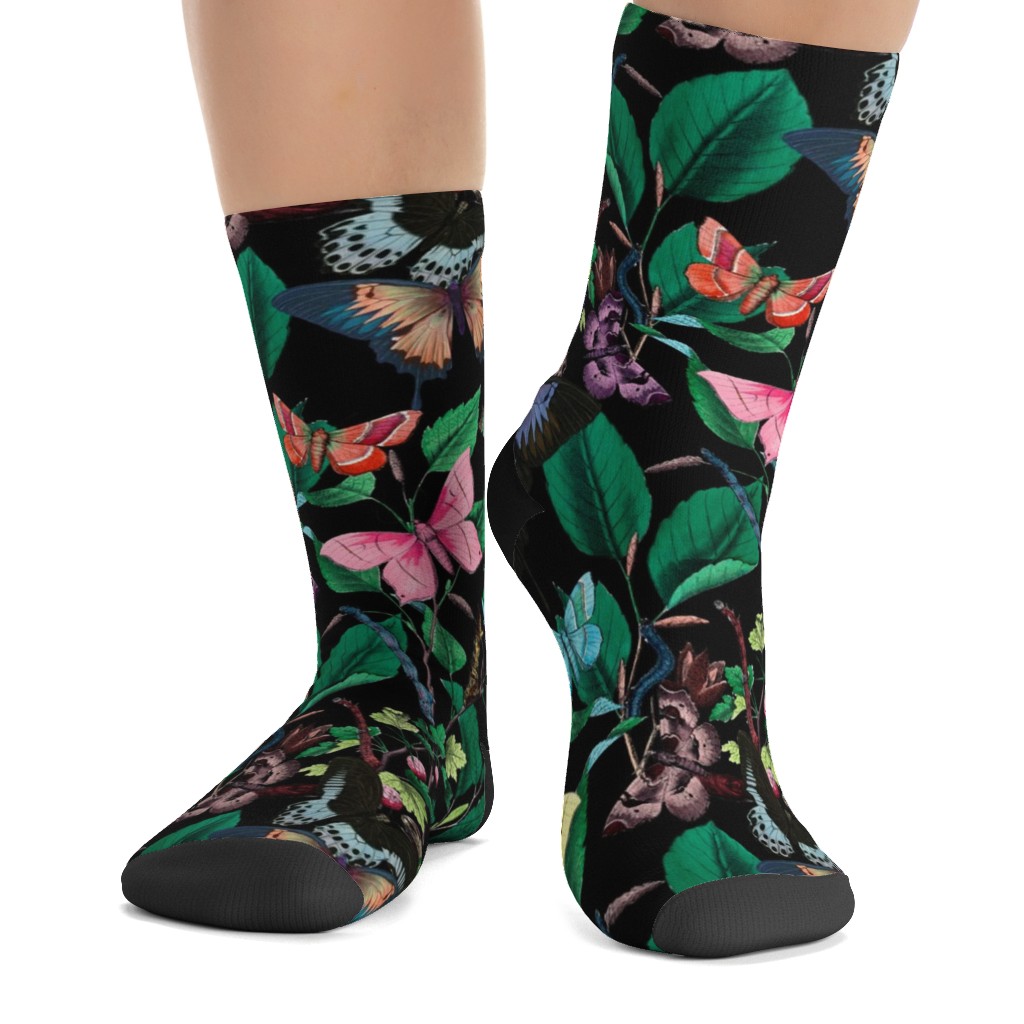 Butterfly Sanctuary - Multi on Black Custom Socks | Shutterfly