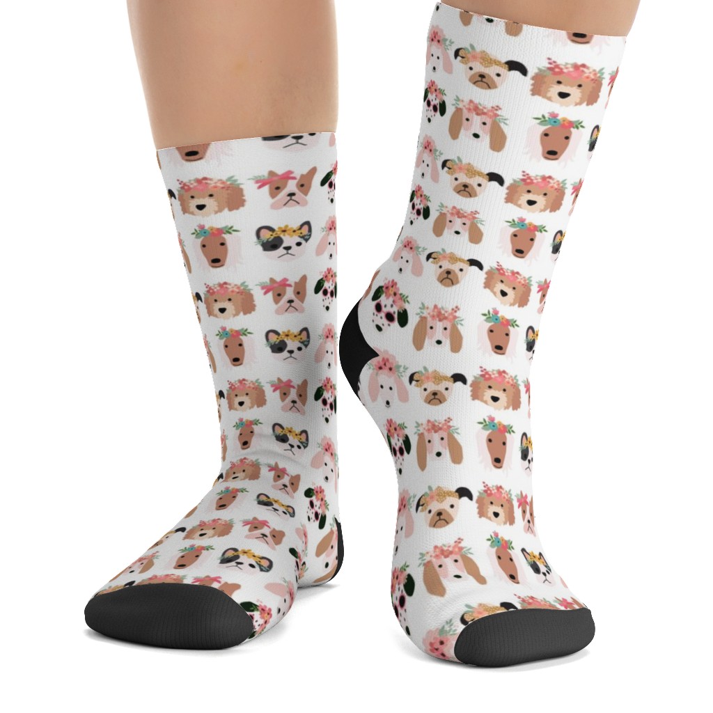 Puppy Dogs With Floral Crowns Custom Socks | Shutterfly