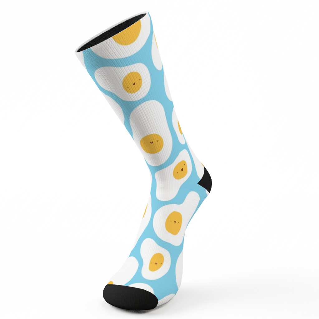 Cute Fried Eggs - Blue Custom Socks | Shutterfly