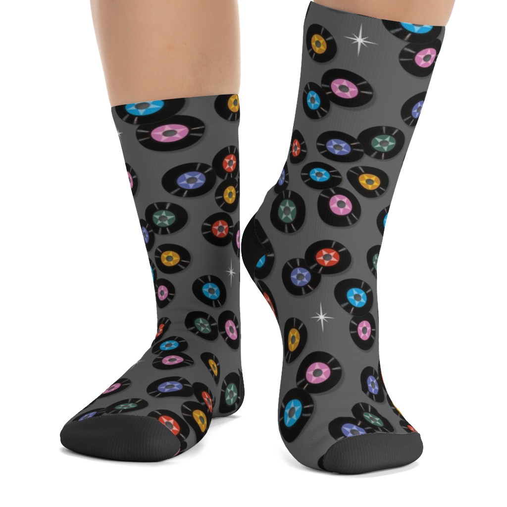 Pop Star Vintage Vinyl Records Custom Socks | Shutterfly