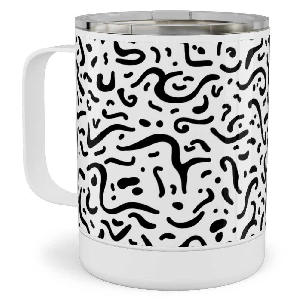 Squiggly - Black and White Stainless Tumbler with Straw | Shutterfly