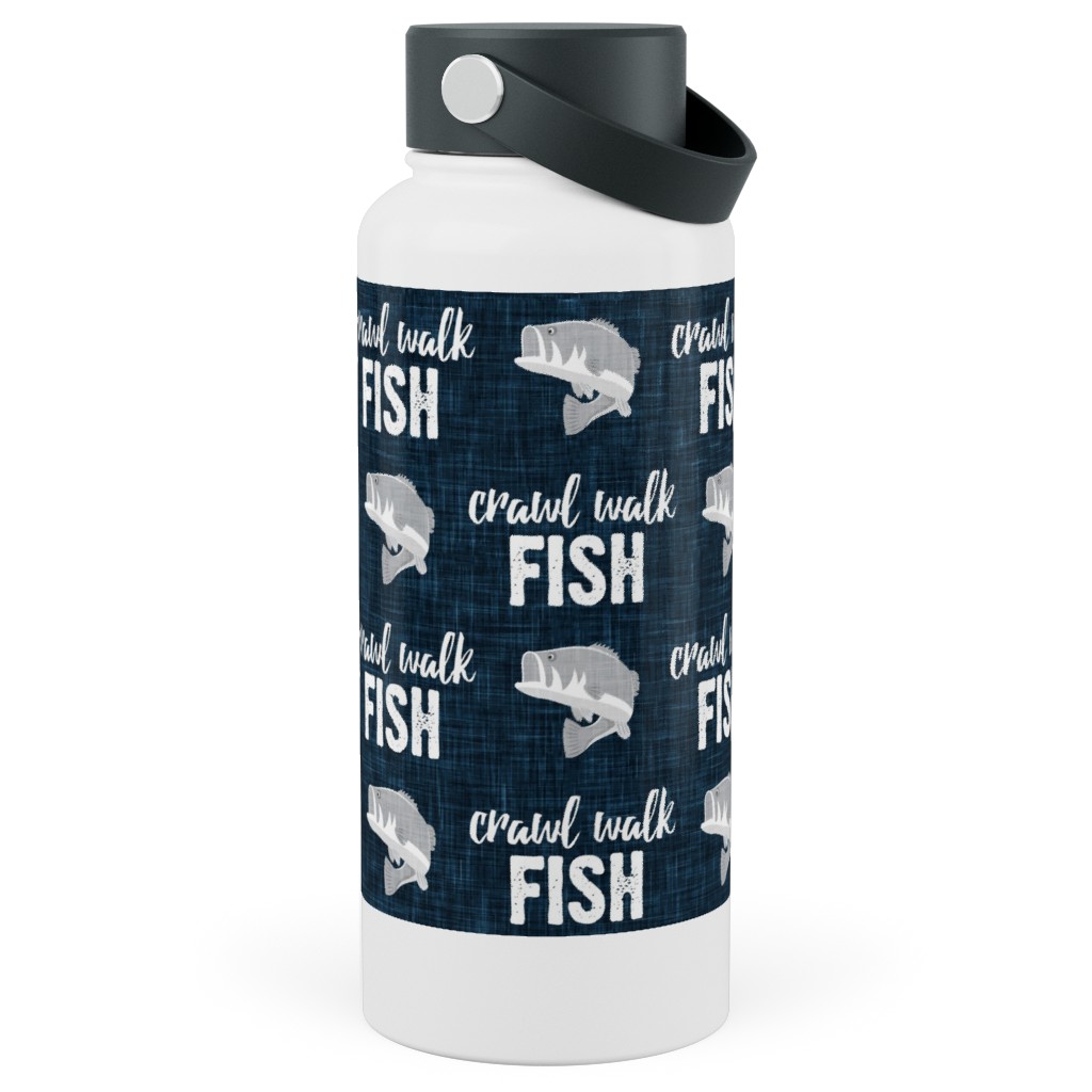 Crawl Walk Fish - Bass Fishing - Navy Blue and Grey Stainless Steel ...