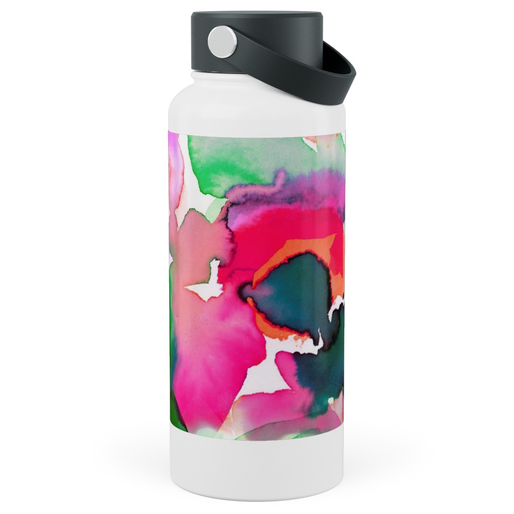 Abstract Flora Watercolor - Multi Stainless Steel Wide Mouth Water ...