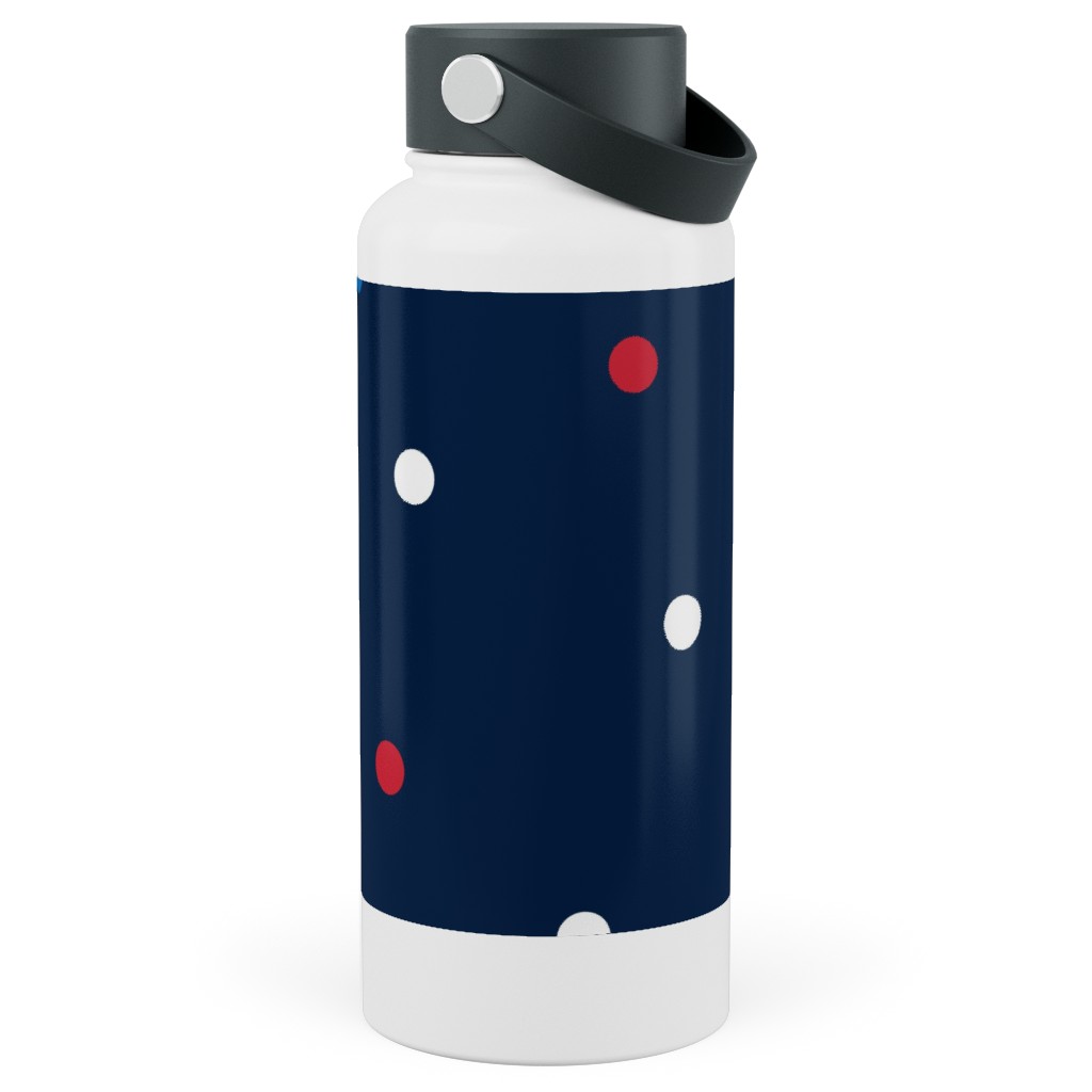 Mixed Polka Dots - Red White and Royal on Navy Blue Stainless Steel ...