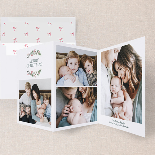 Holly Sprig Grid 5x7 Tri-Fold Stationery Card by Yours Truly | Shutterfly